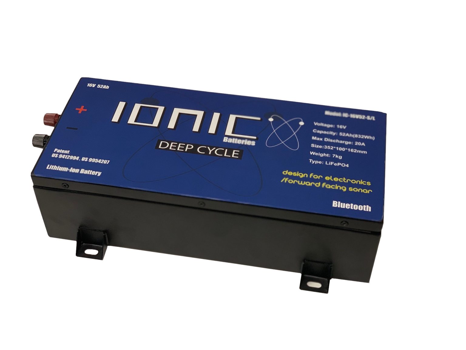Ionic Lithium 16V 52Ah | Marine Electronics/Sonar LiFePO4 Battery + Charger - Drewcraft LLC
