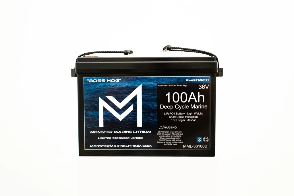 36V 100AH Bluetooth Deep Cycle Lithium Marine Trolling Battery MML-36100B “Boss Hog” - Drewcraft LLC